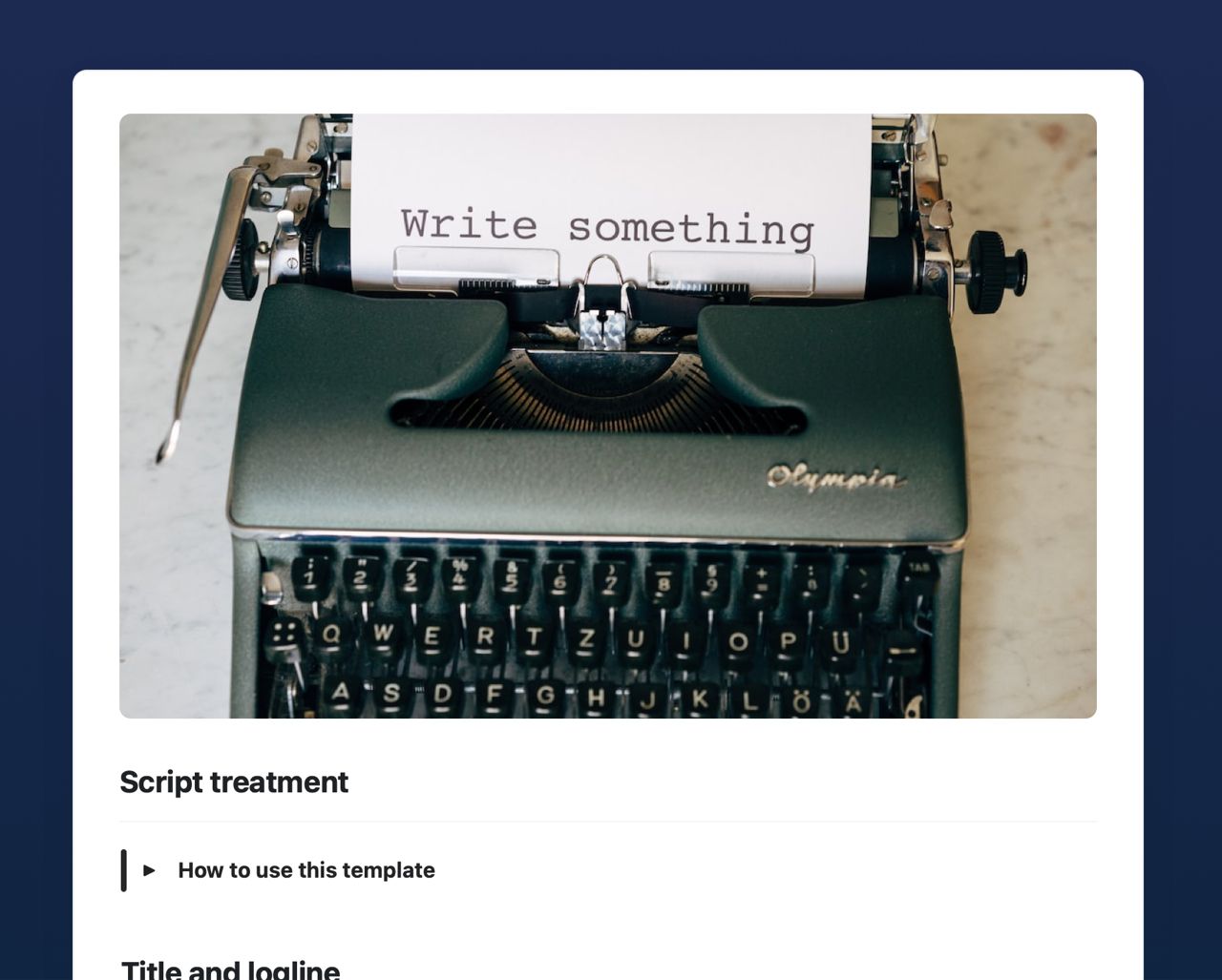 Script treatment | Free Template | Craft