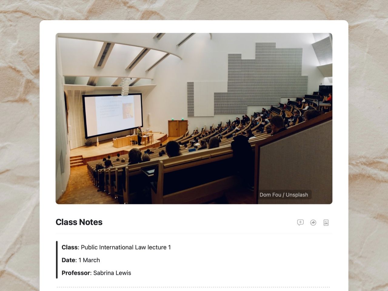 Class notes | Free Template | Craft