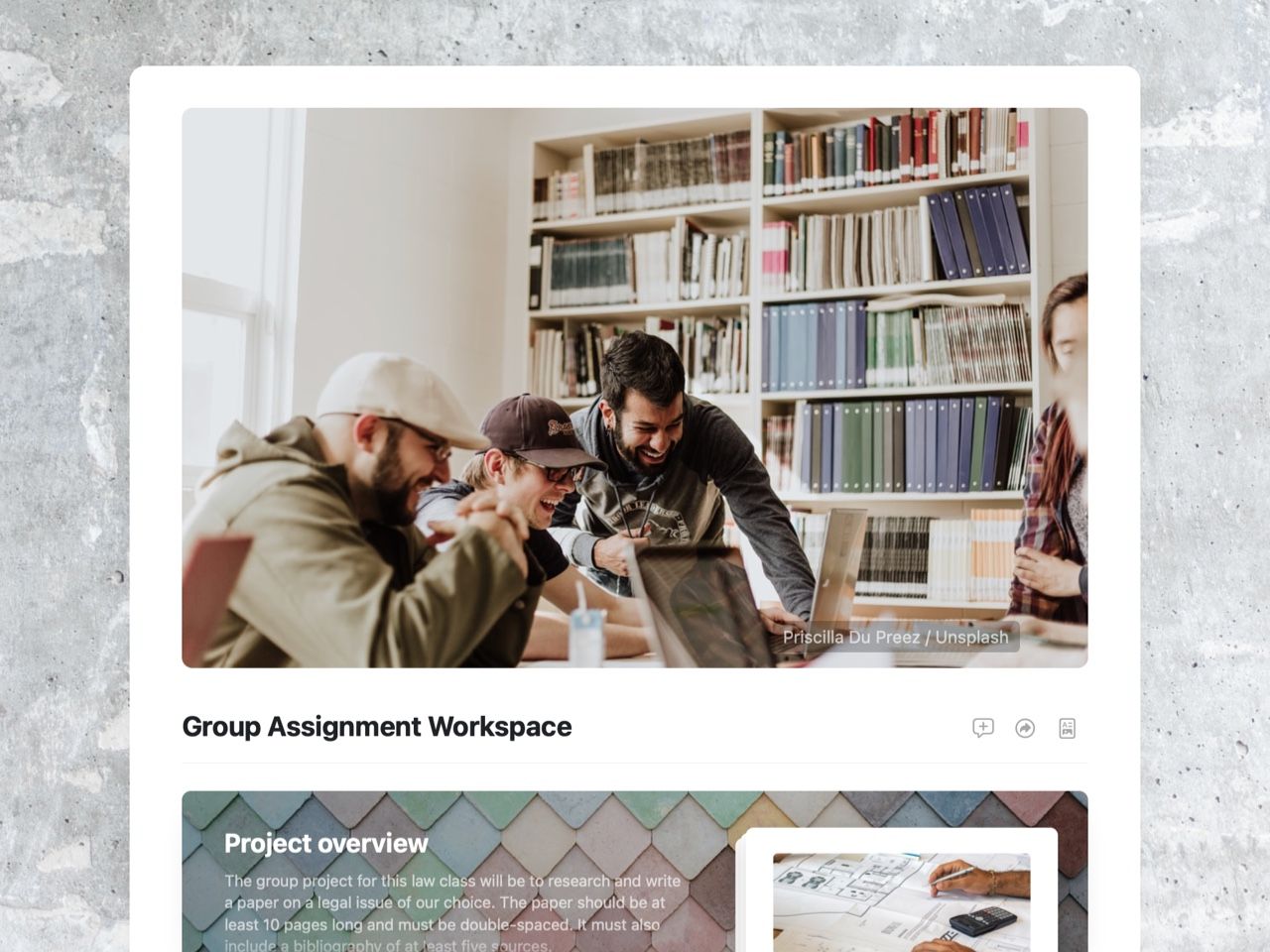 Group assignment workspace | Free Template | Craft