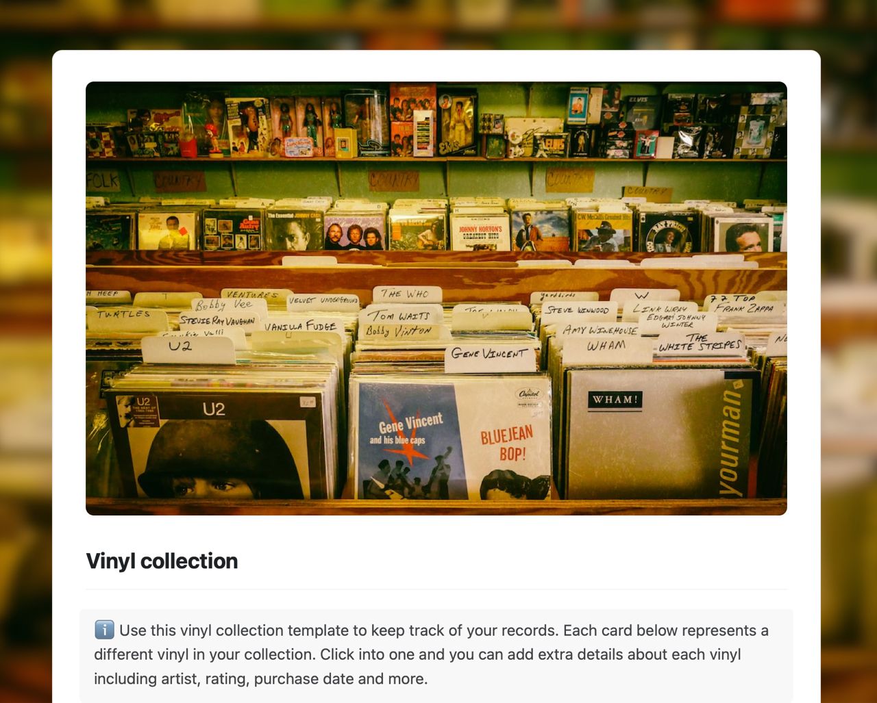 Vinyl collection | Free Template | Craft