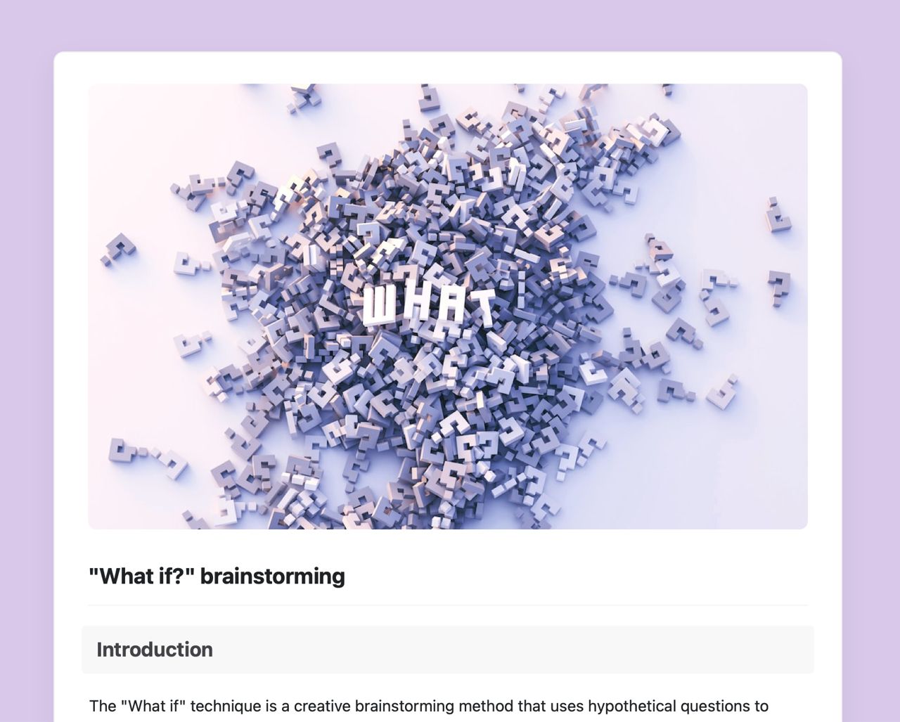 "What if?" brainstorming | Free Template | Craft