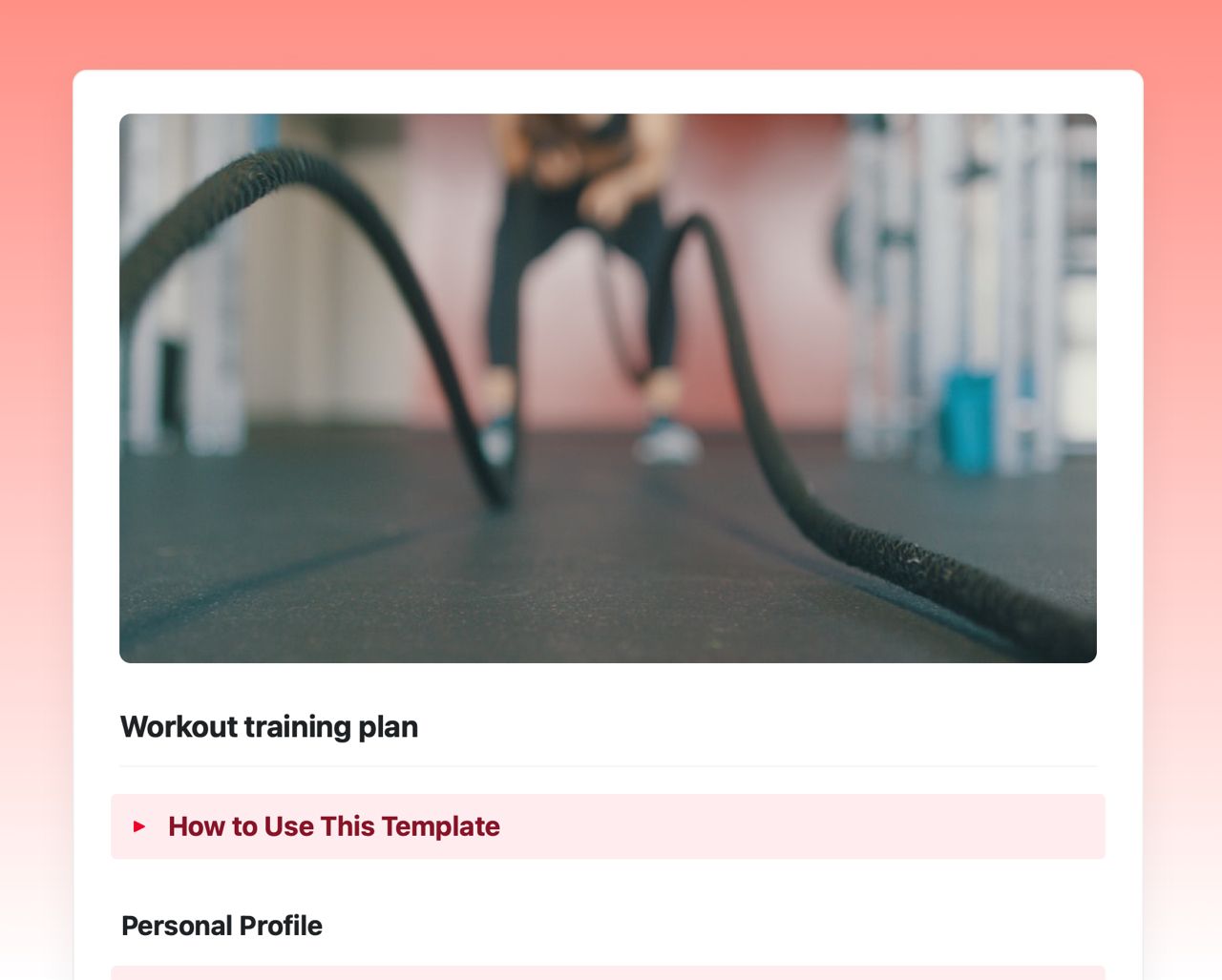 Workout training plan | Free Template | Craft